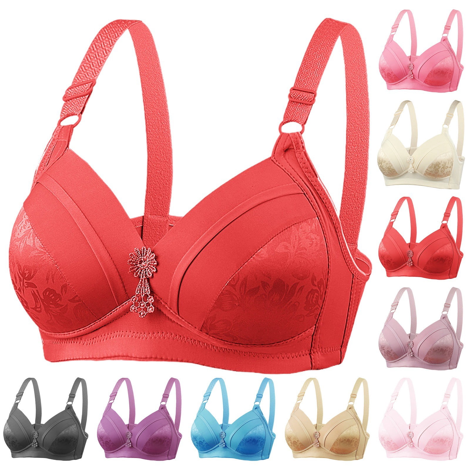Comfortable Bras for Women Large Size No Steel Ring Thin Bra Gathered ...