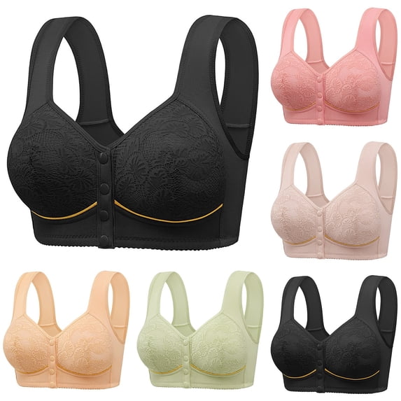 Comfortable Bras for Women Plus Front Closure Wireless Gather Fixed Cup ...