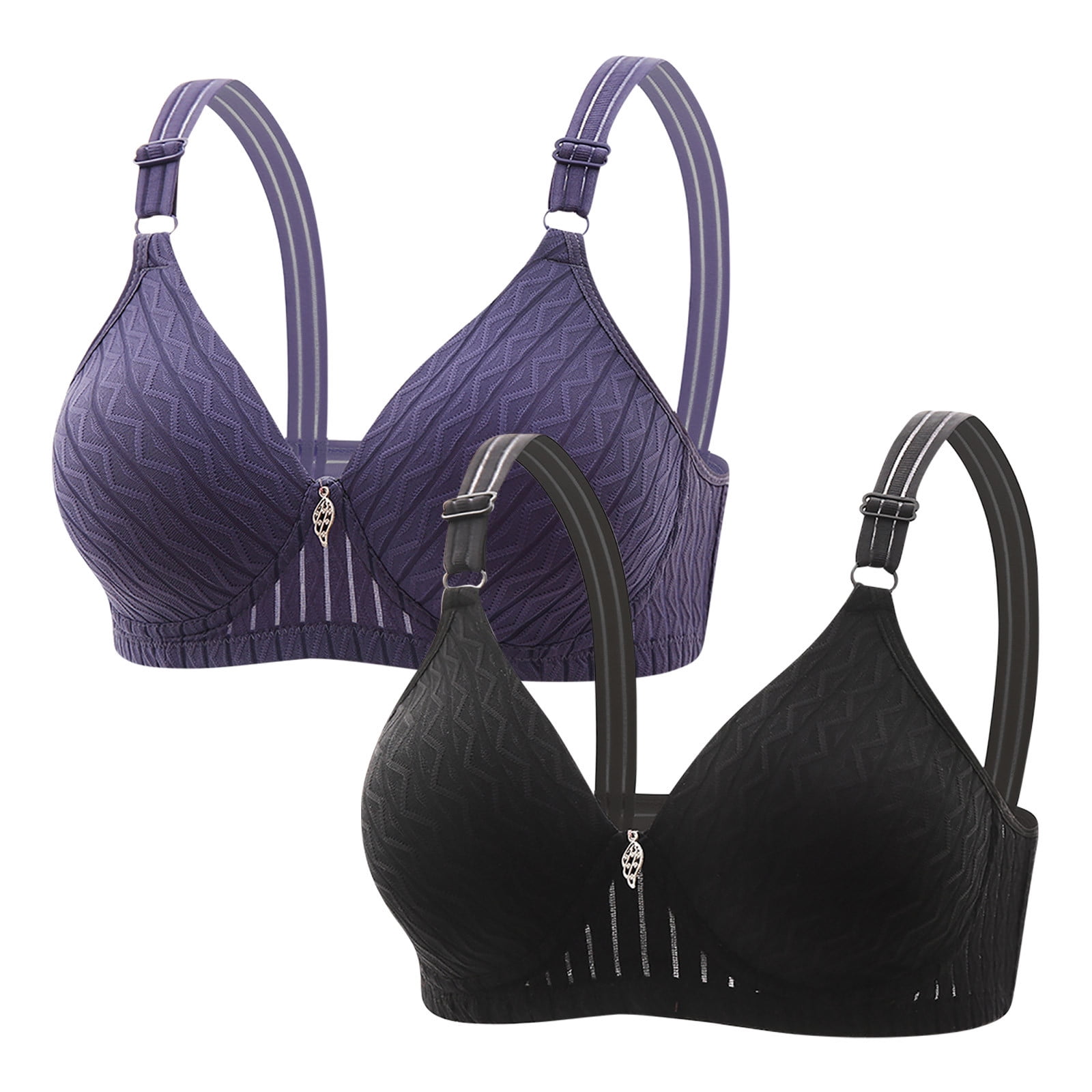 Comfortable Breathable Women's No-Rims Bra Set, Embroidered Glossy ...