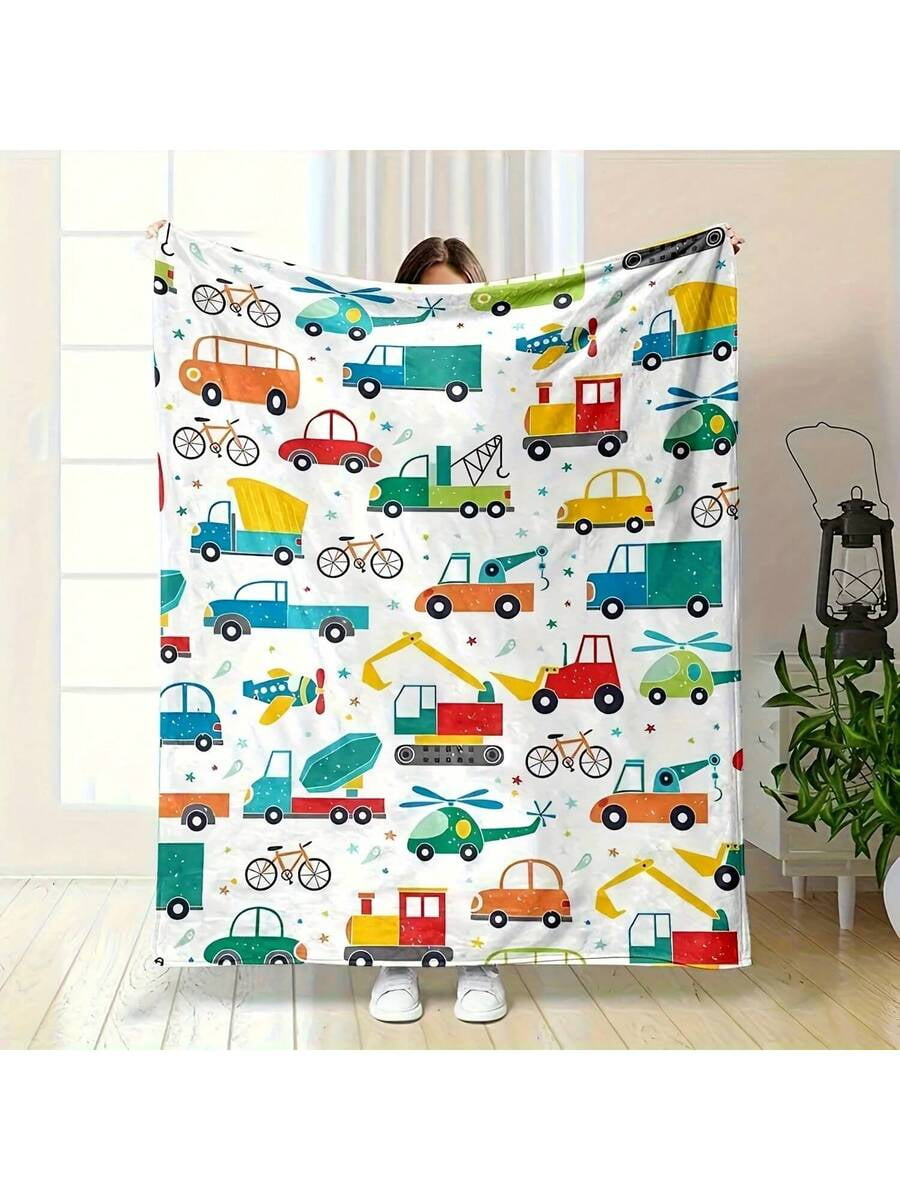 Comfortable Cartoon Traffic Theme Flannel Blanket Soft, Reversible ...