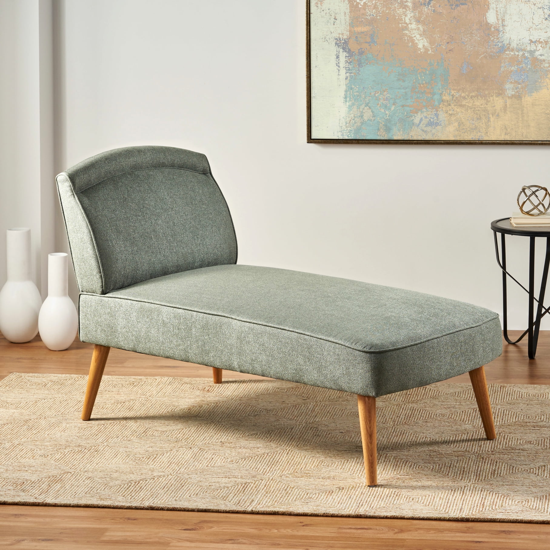 Comfortable Chaise Lounge With Fabric Seat In Slate Tone And Stable ...