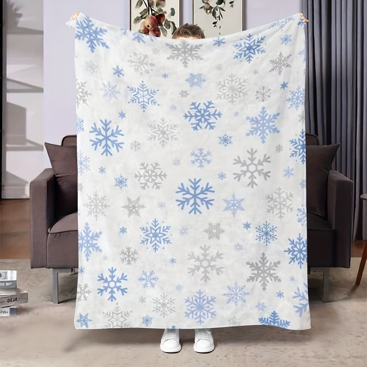 Comfortable Christmas Snowflake Print Blanket - Soft Plush Flannel ...