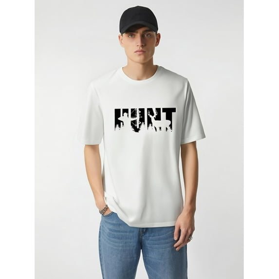 Comfortable Crew Neck T-Shirt - HuNT Creative Print Men's Casual For ...