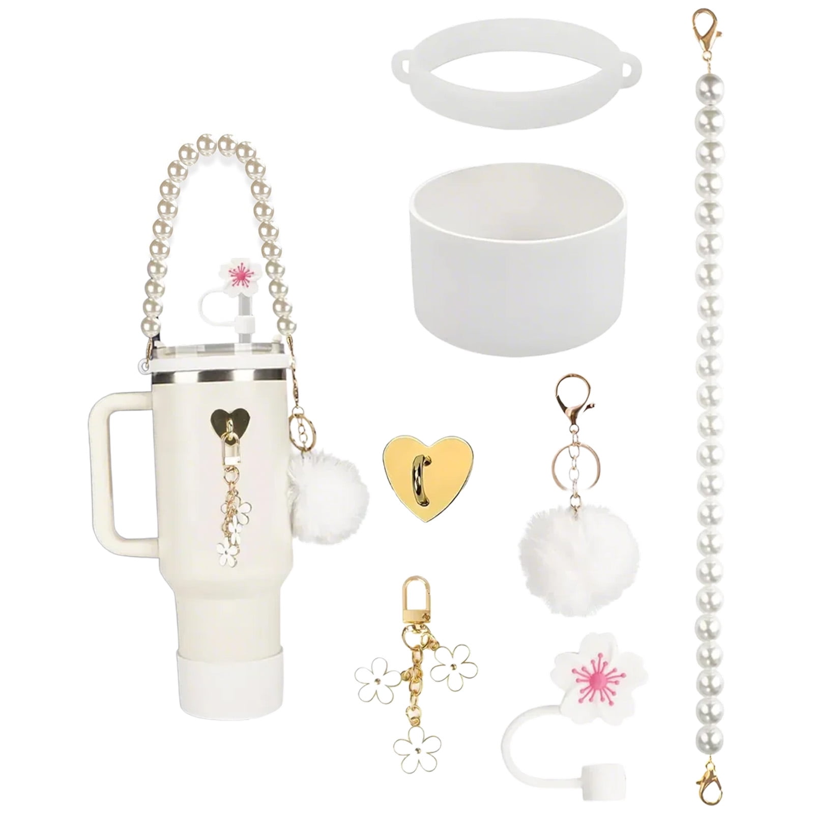 Comfortable Cup Beads Chain Water Bottle Boot Straw Plug Hanigng ...