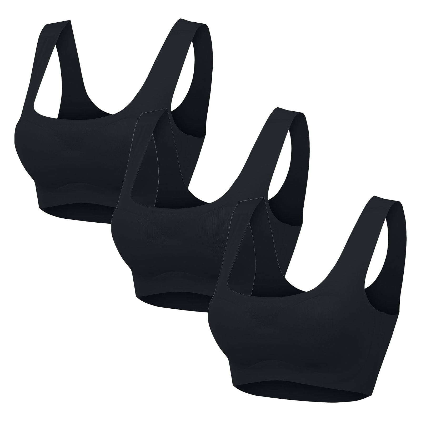 Bras for Comfortable Elastic Sports Bra with Pads Everyday Wear 3PC ...