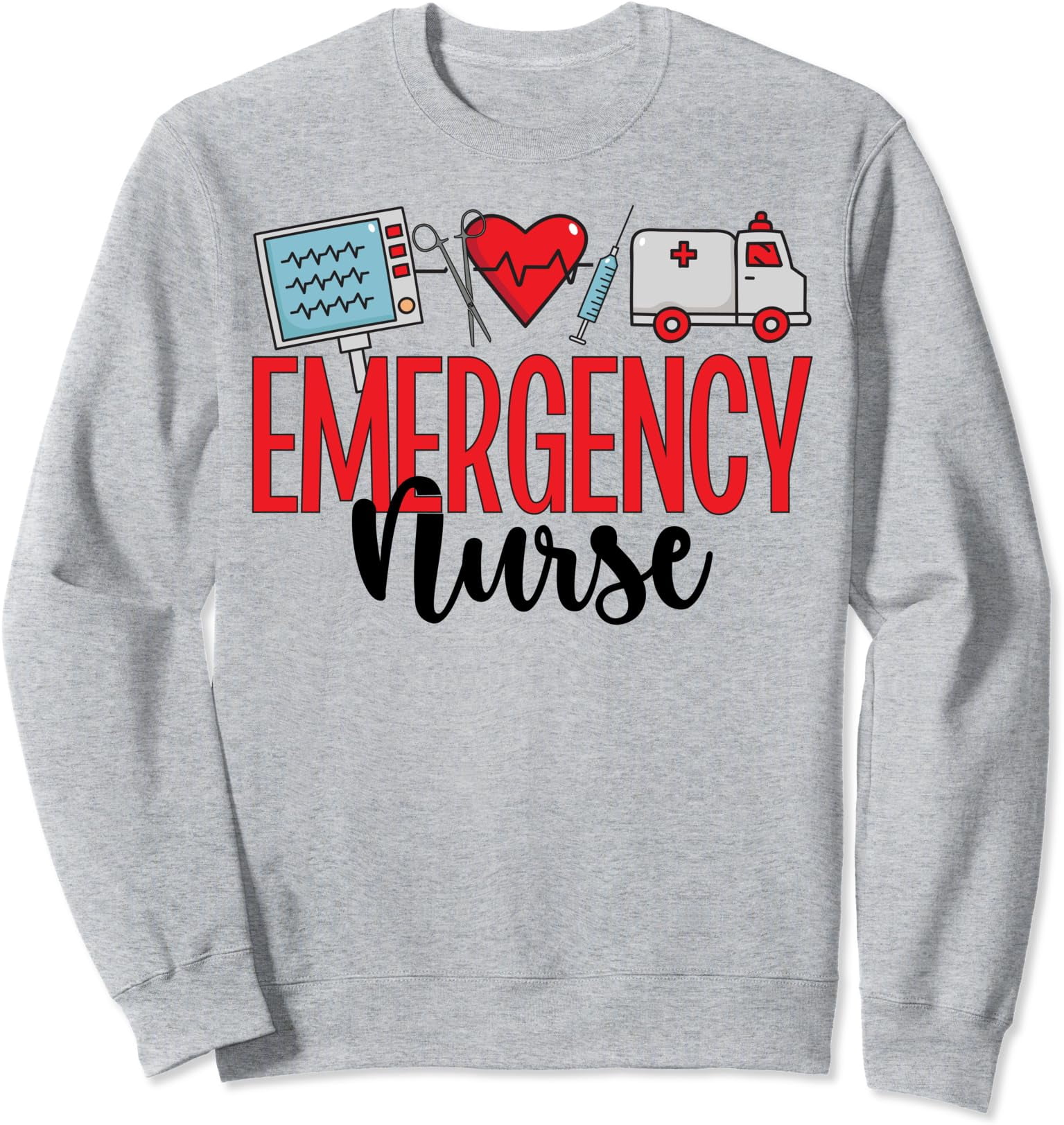Comfortable Emergency Nurse Sweatshirt with Medical Symbols for ER ...