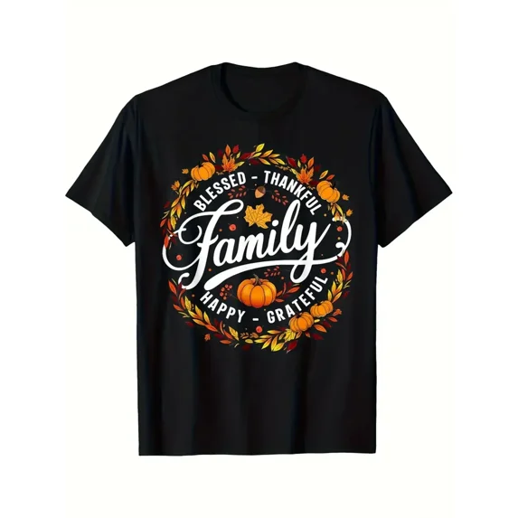 Comfortable Family Matching T-Shirts Thanksgiving Blessed Grateful ...