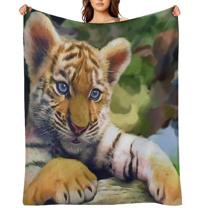 Comfortable Flannel Blanket Tiger Printed Lightweight Bed Blanket for ...