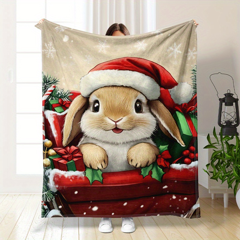 Comfortable Flannel Christmas Bunny Blanket - Soft, Warm, and Versatile ...