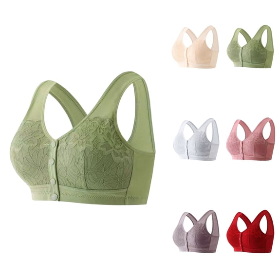 Comfortable Front Button Wireless Shaping Bra – Daisy Lace Senior Bra ...