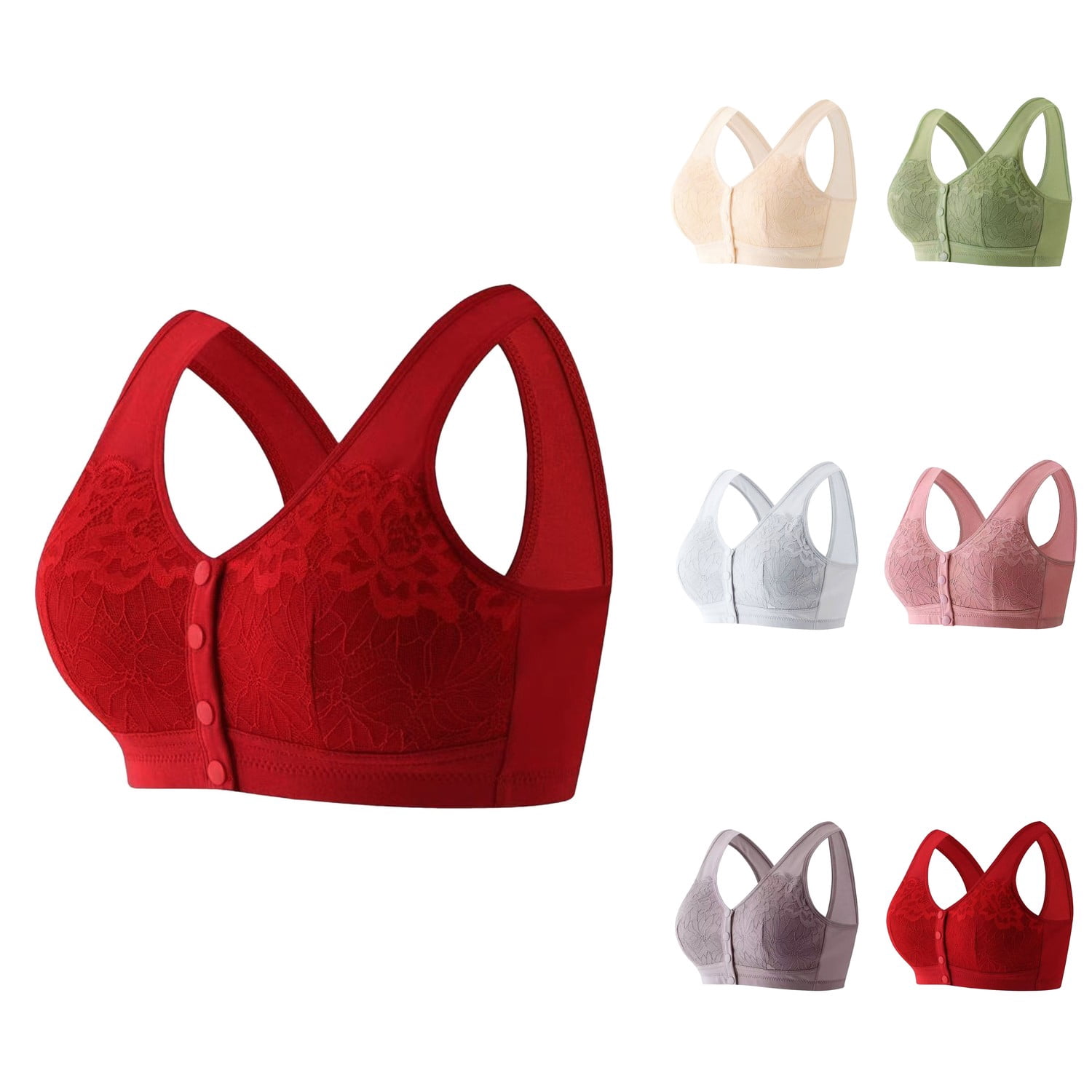 Comfortable Front Button Wireless Shaping Bra – Daisy Lace Senior Bra ...