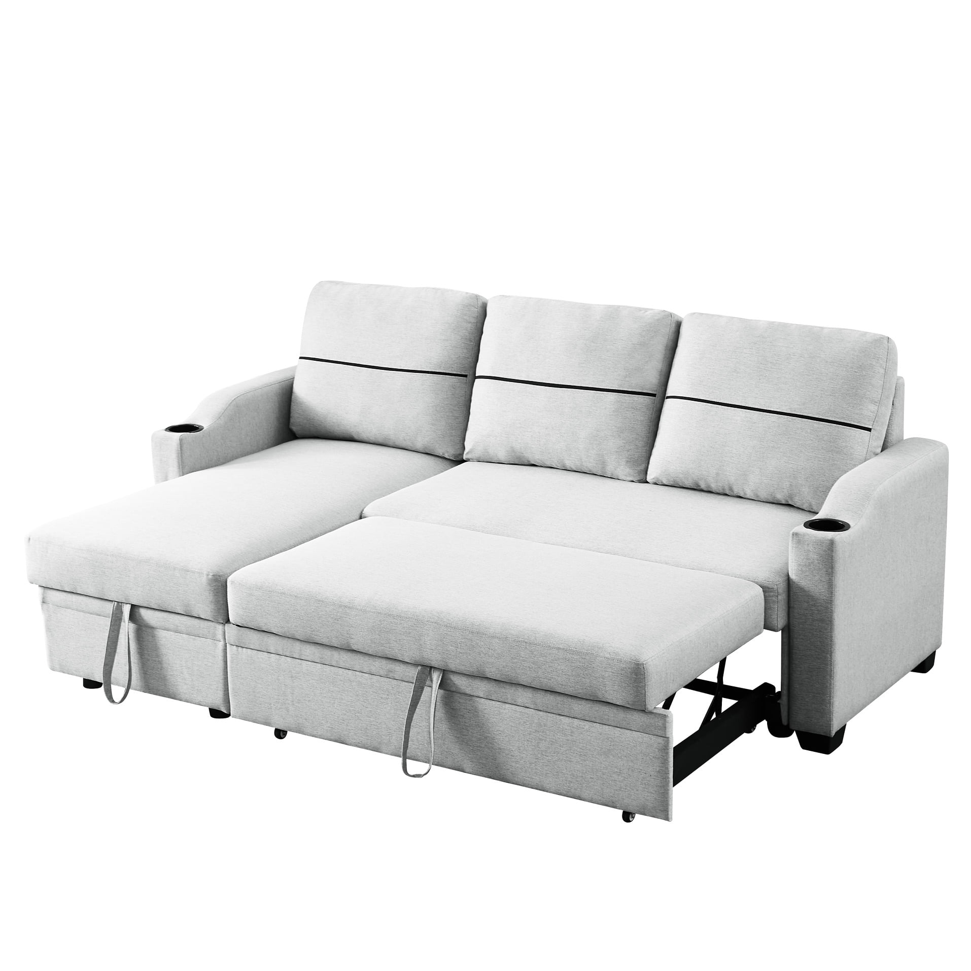 Comfortable Gray Linen With Adjustable Storage Chaise And Hidden ...