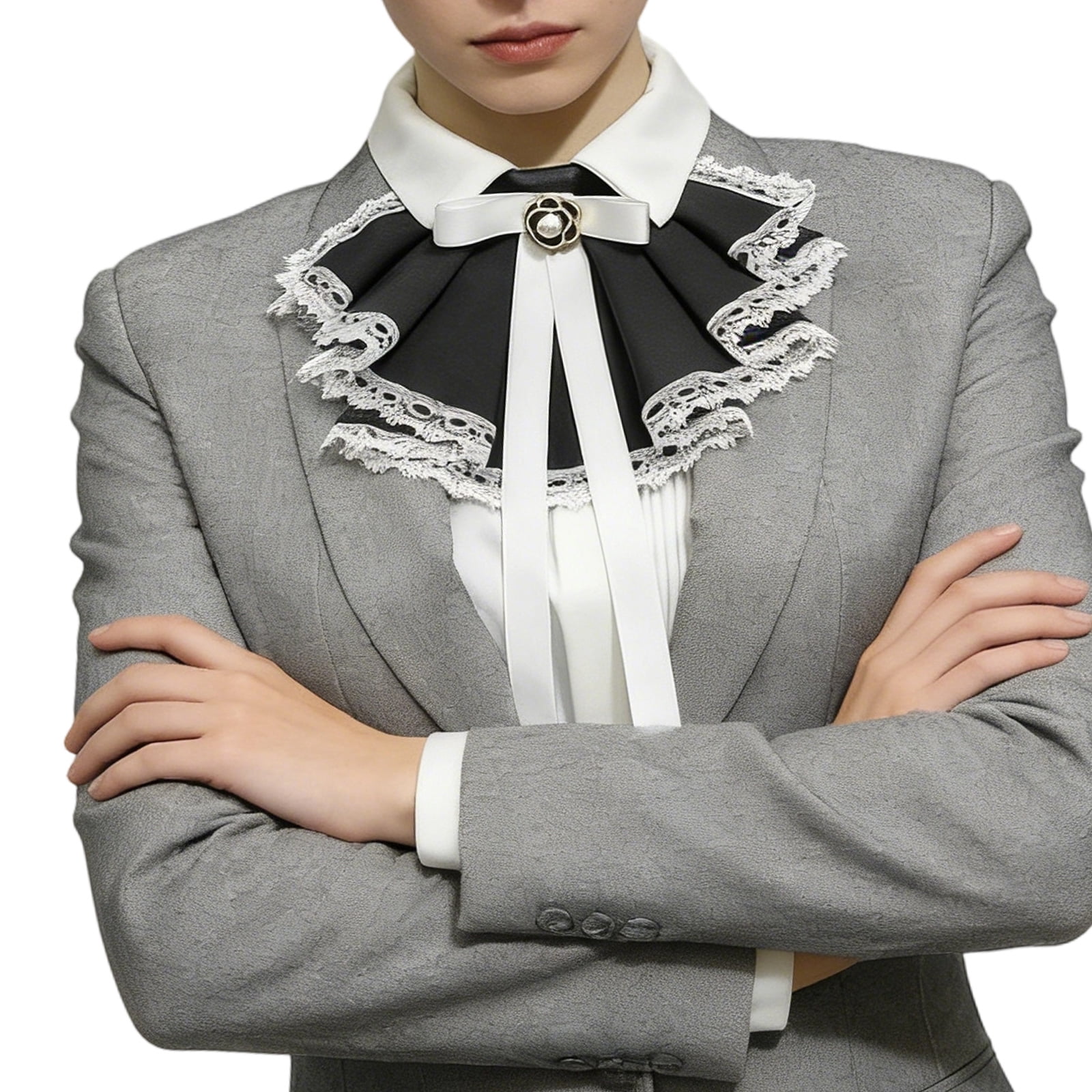 Comfortable Lace Trim False Collar Providing Easy Attachment And Visual ...