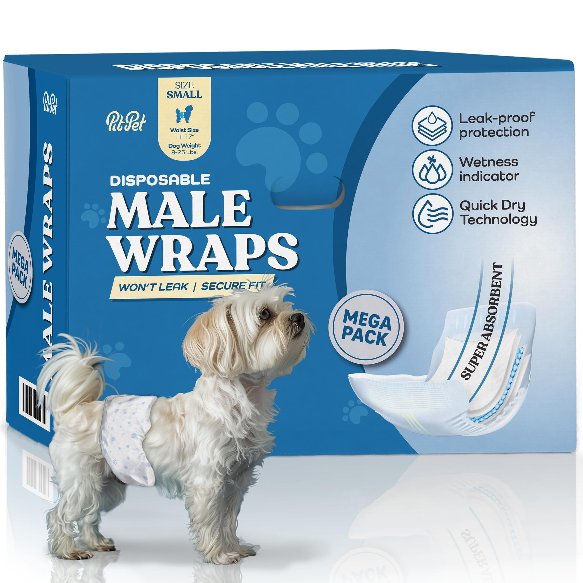 Comfortable Male Dog Diapers DMF15 - 30-Pack Super Absorbent Male Dog ...