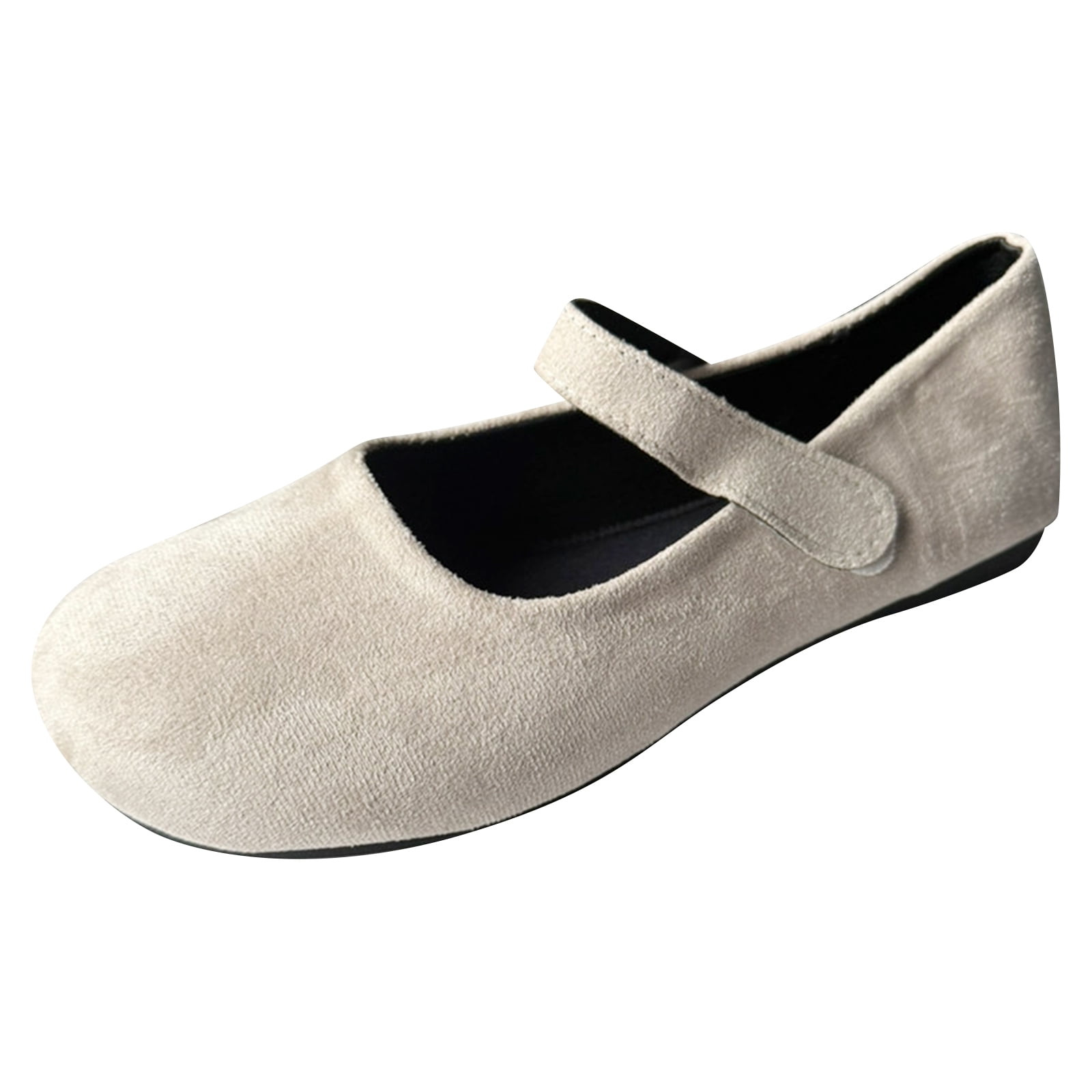 Comfortable Mary Janes for Women Round Toe Ballet Flats Hook and Loop ...