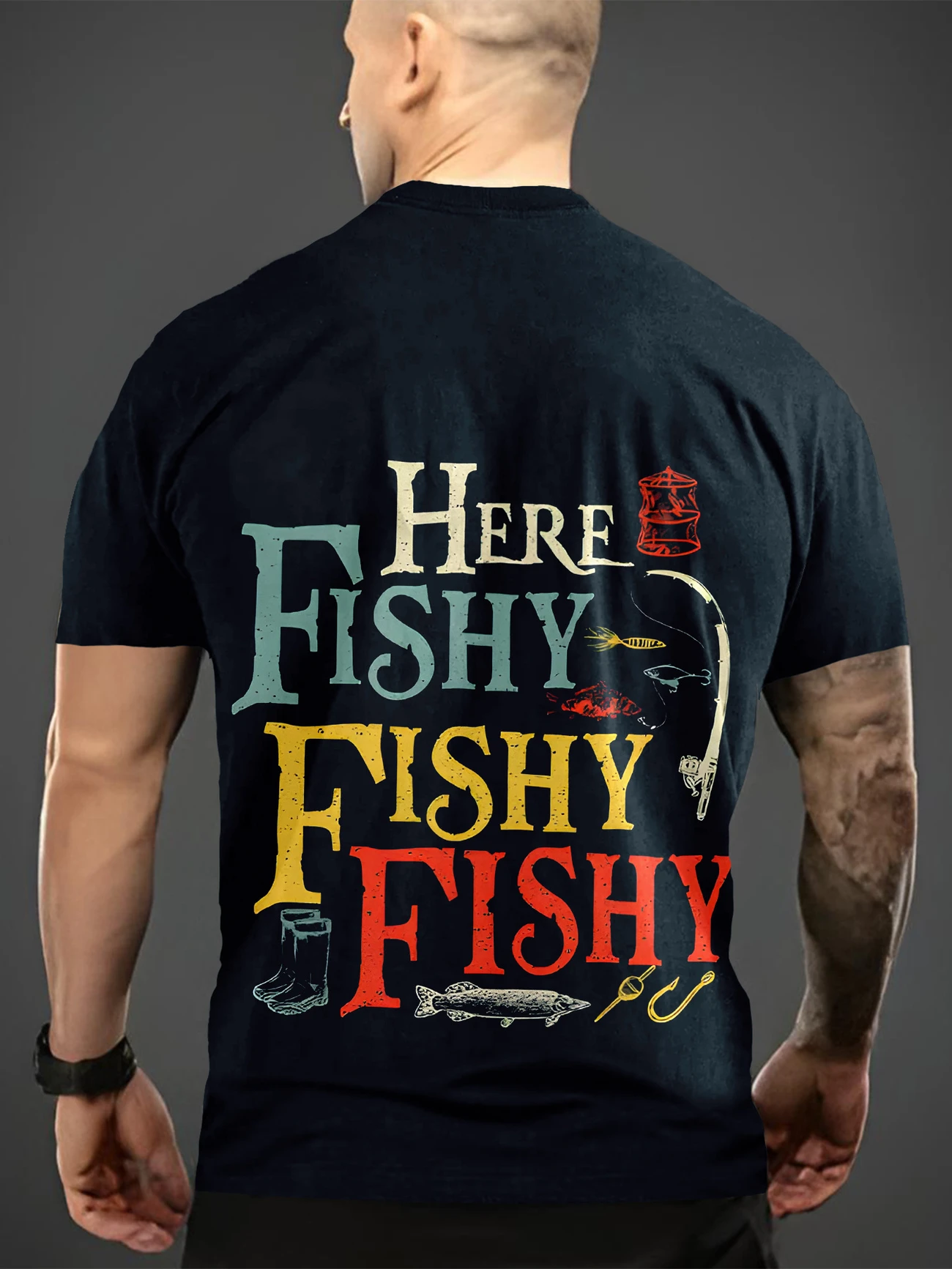 Comfortable Men's 3D Print "Here Fishy Fishy" T-Shirt | Casual Summer ...