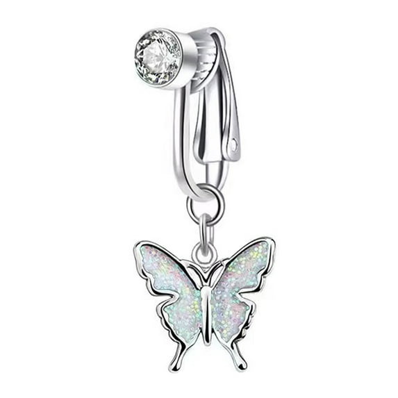 Comfortable No Piercing Belly Button Clip Stylish Navel Rings Women ...