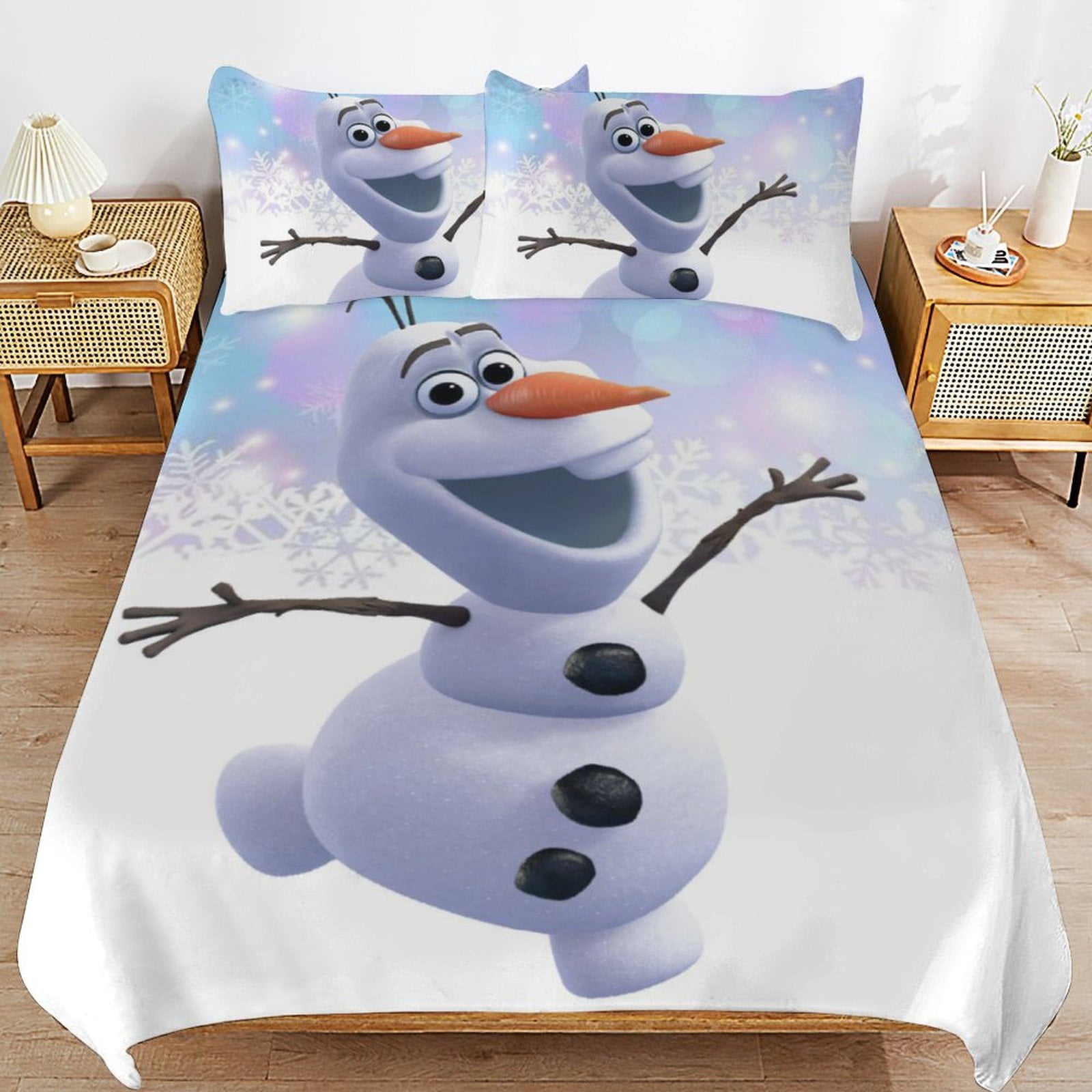 Comfortable Olaf Bedding 3 Pieces Set With Pillow Shams for All Seasons ...