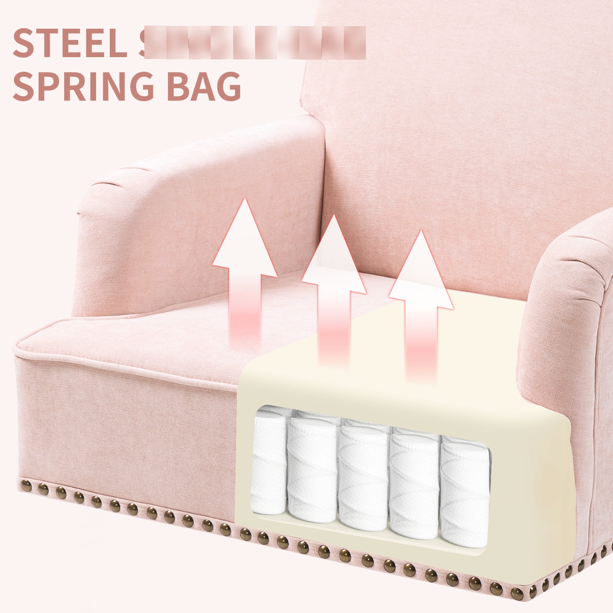 Comfortable Pink Armchair With Wooden Legs And Upholstery, For Bedroom ...