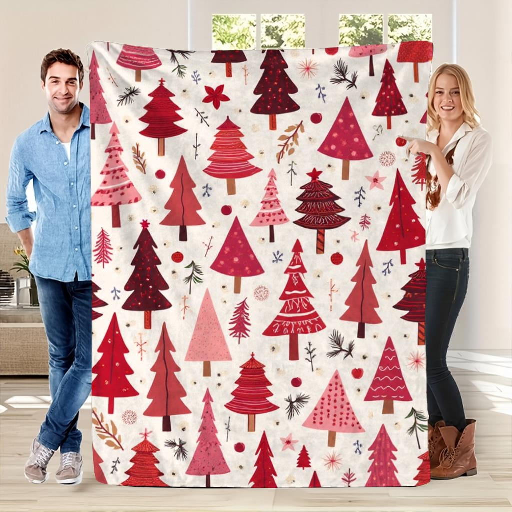 Comfortable Pink Christmas Tree Flannel Blanket - Soft and Warm All ...