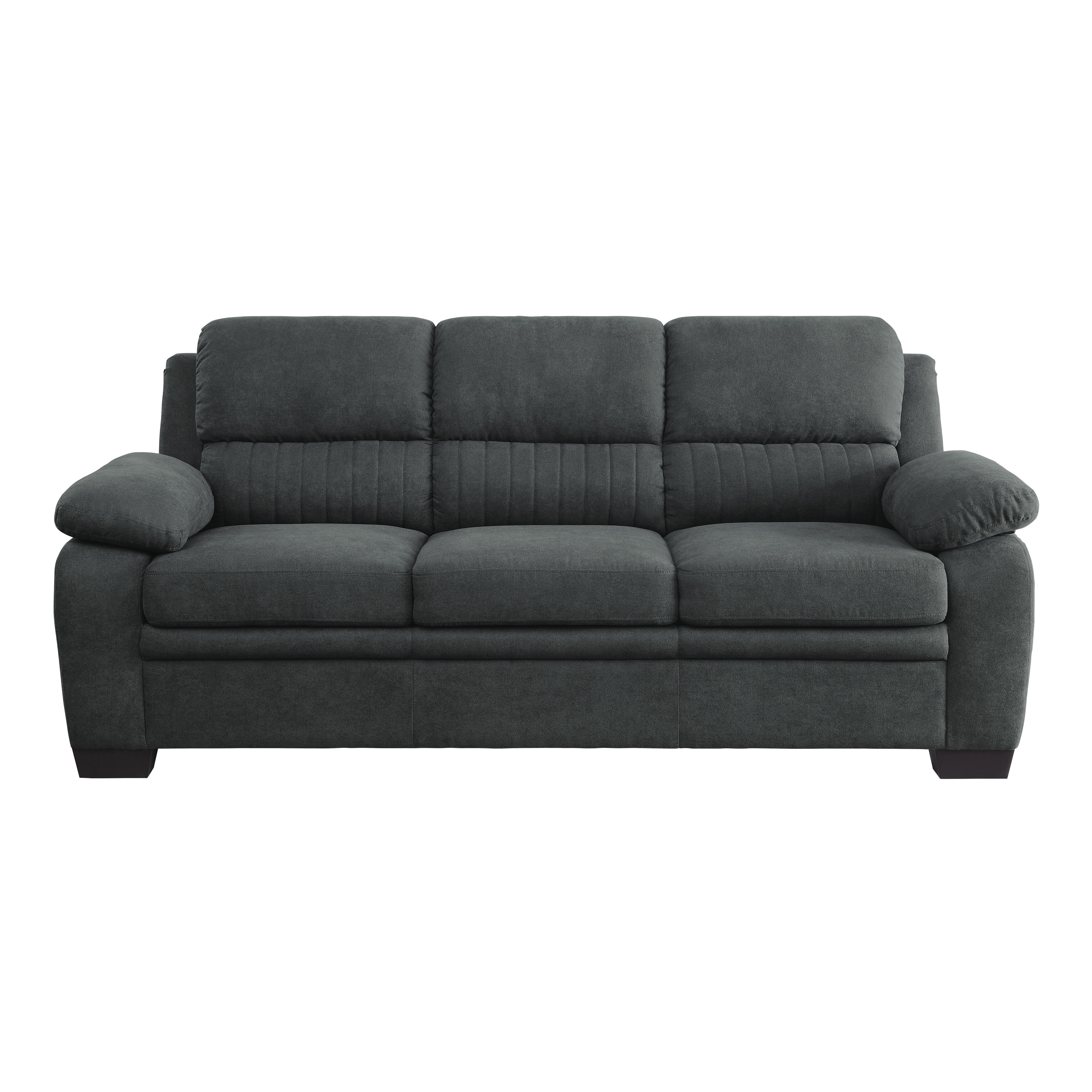 Comfortable Plush Seating Sofa 1pc Dark Gray Textured Fabric Channel ...