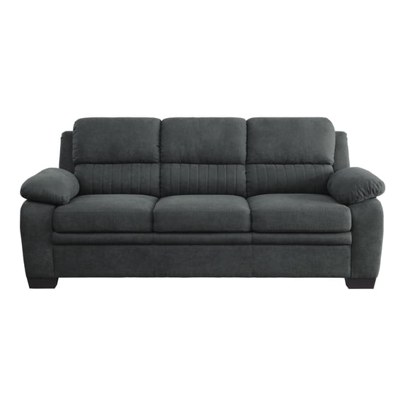 Comfortable Plush Seating Sofa 1pc Dark Gray Textured Fabric Channel ...