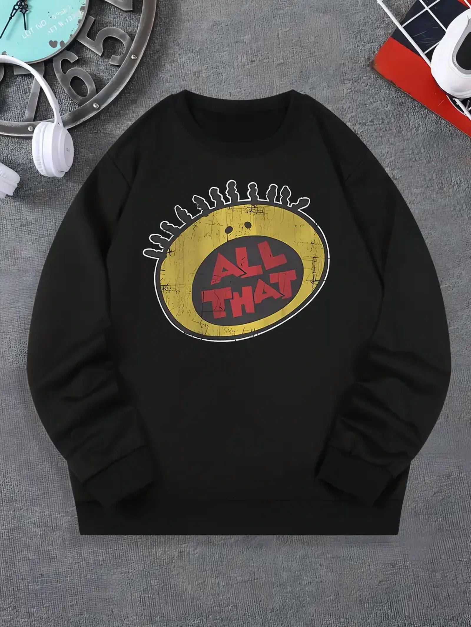 Comfortable Polyester Men's Casual Crew Neck Sweatshirt with "All That ...