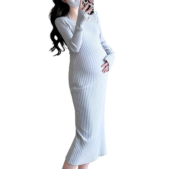 Comfortable Pregnancy Dress V Neck Stretchy Knit Fabric Easy Care ...