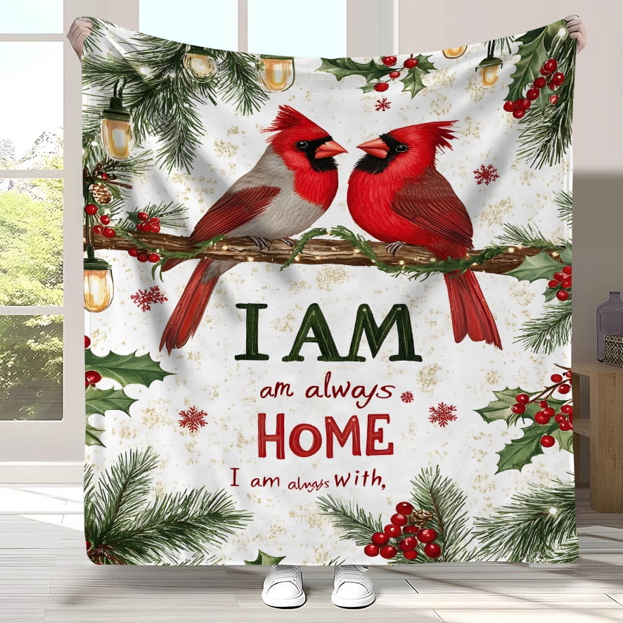 Comfortable Red Cardinal Christmas Flannel Blanket with Festive Red ...