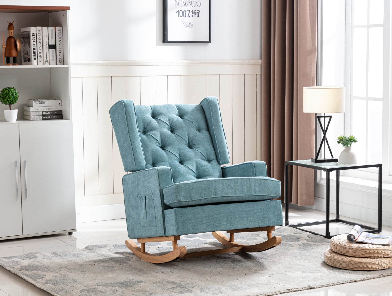 Comfortable Rocking Chair Accent Chair, High Back Rocking Armchair with ...