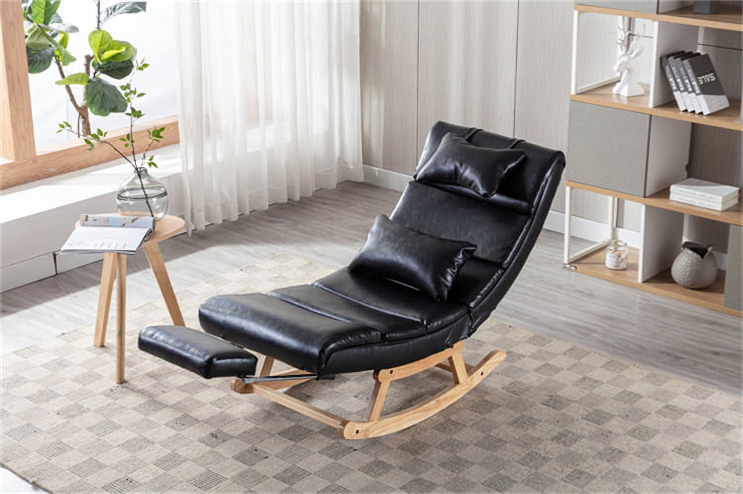 Comfortable Rocking Chair, Upholstered Single Chair with Lumbar Pillow ...