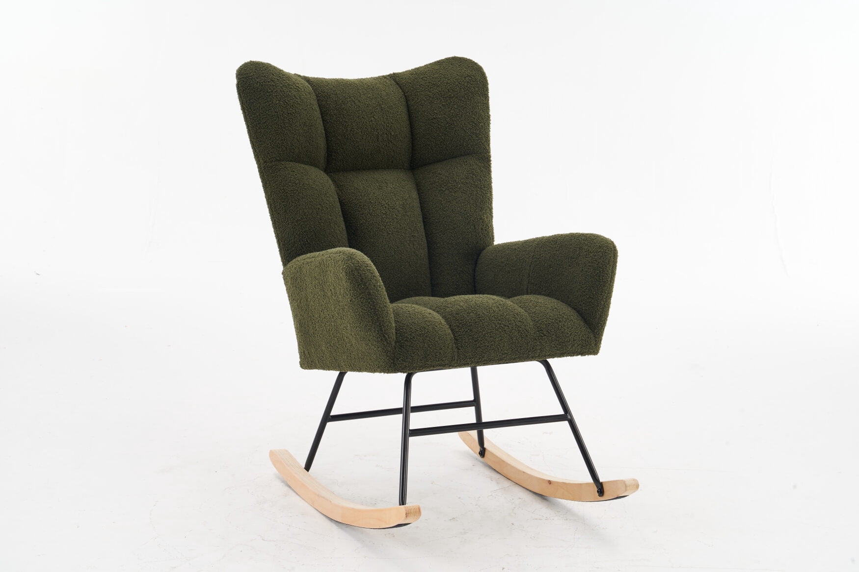 Comfortable Rocking Nap Armchair with Teddy Fabric Upholstered, Solid ...
