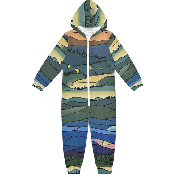 Comfortable Scenery Pattern One Piece Pajamas Soft Jumpsuit Cozy Sleep ...