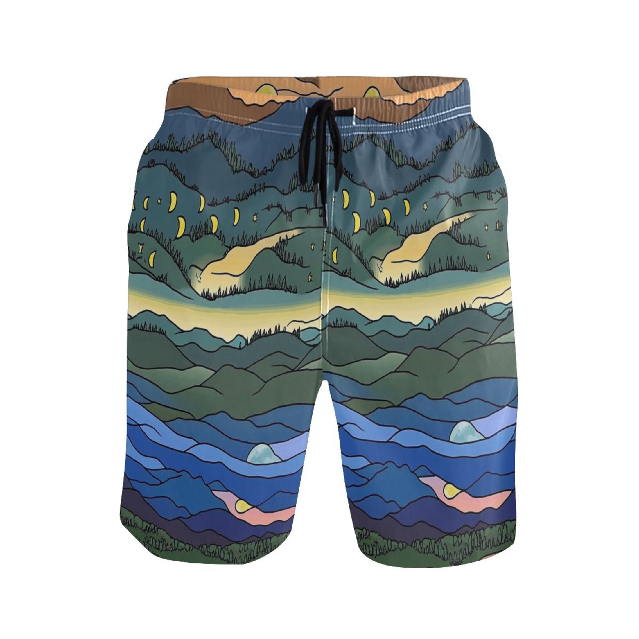 Comfortable Scenery Pattern Small Size Men's Lightweight Beach Shorts ...
