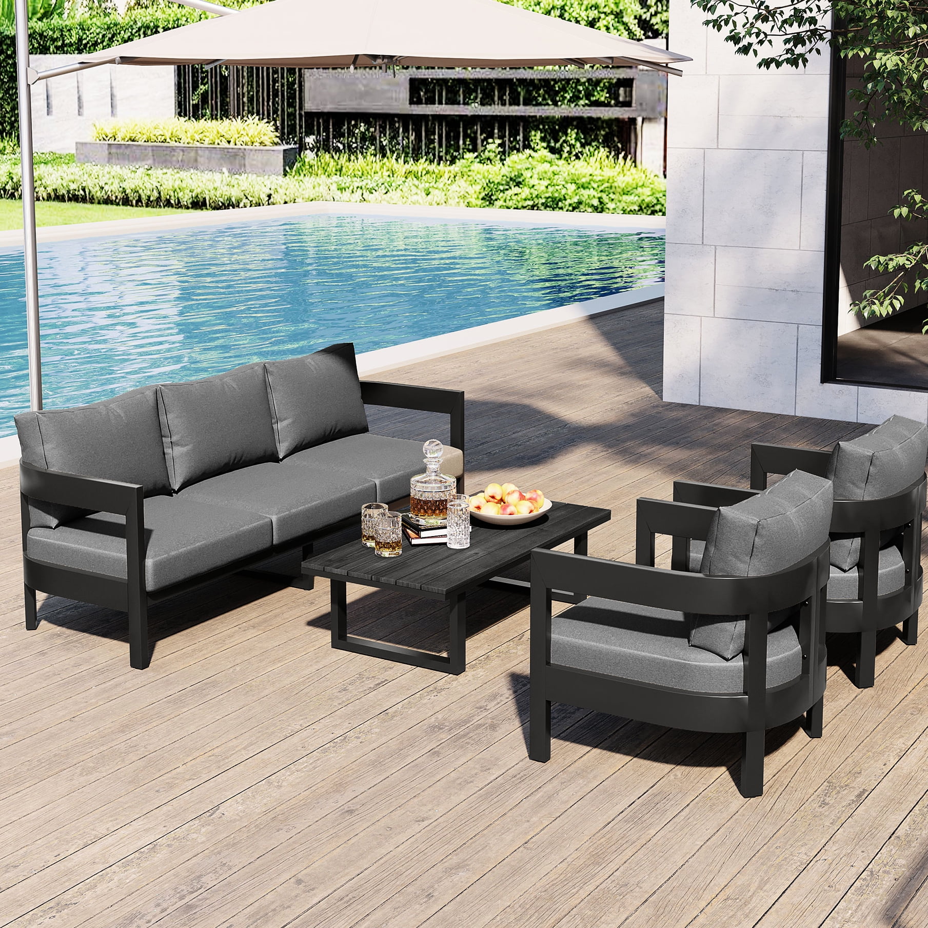 Comfortable Seating with Weatherproof Table | Resilient Iron Chairs and ...