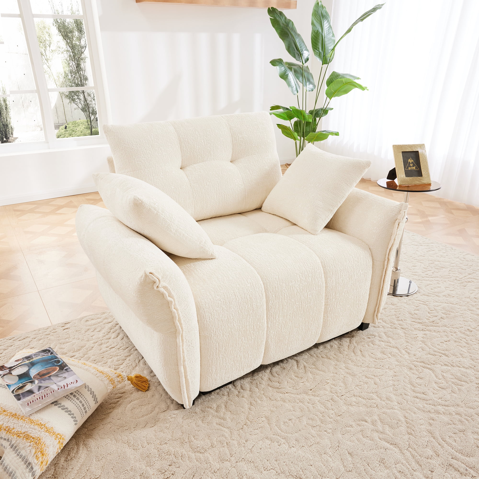 Comfortable Sofas 47" Ergonomic Single Seater Sofa with High-Resilience ...
