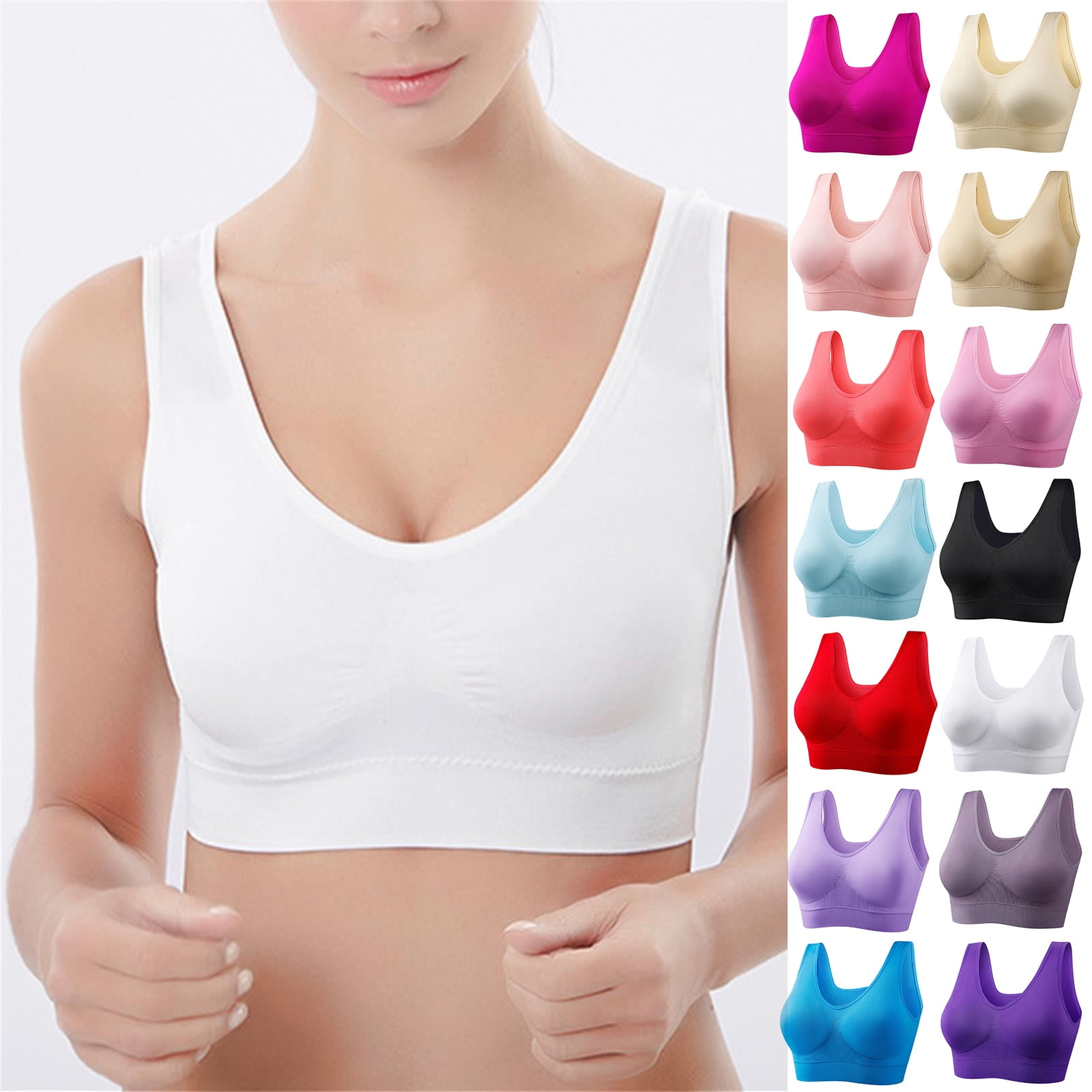 Comfortable Strapless Bra, Exercise Bras for Women, Womens Wireless Bra No Underwire Comfort ...