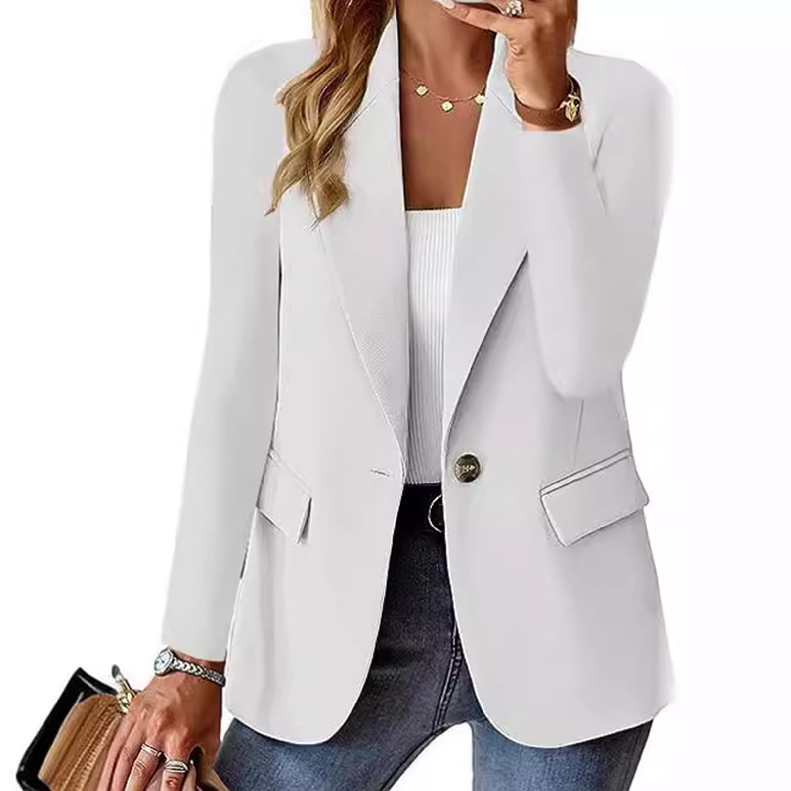 Comfortable Stretch Polyester Blazers For Business Casual Outfits Fall ...