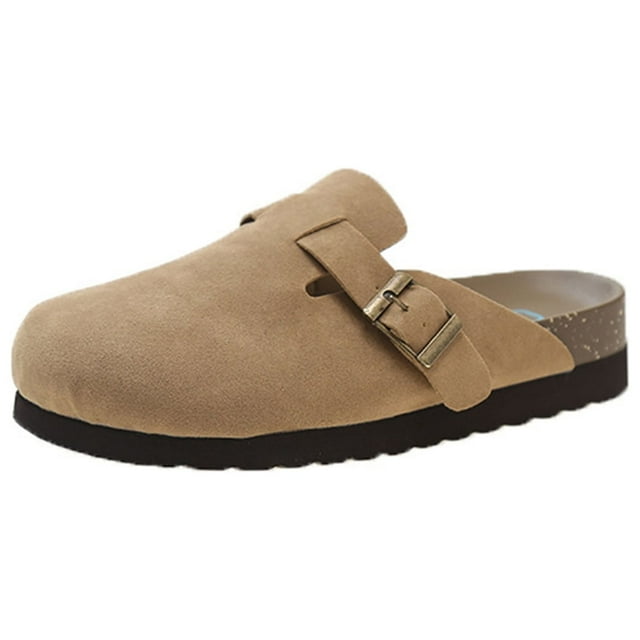 Comfortable Suede Women's Clogs - Arch Support Leather Mules with Cork ...