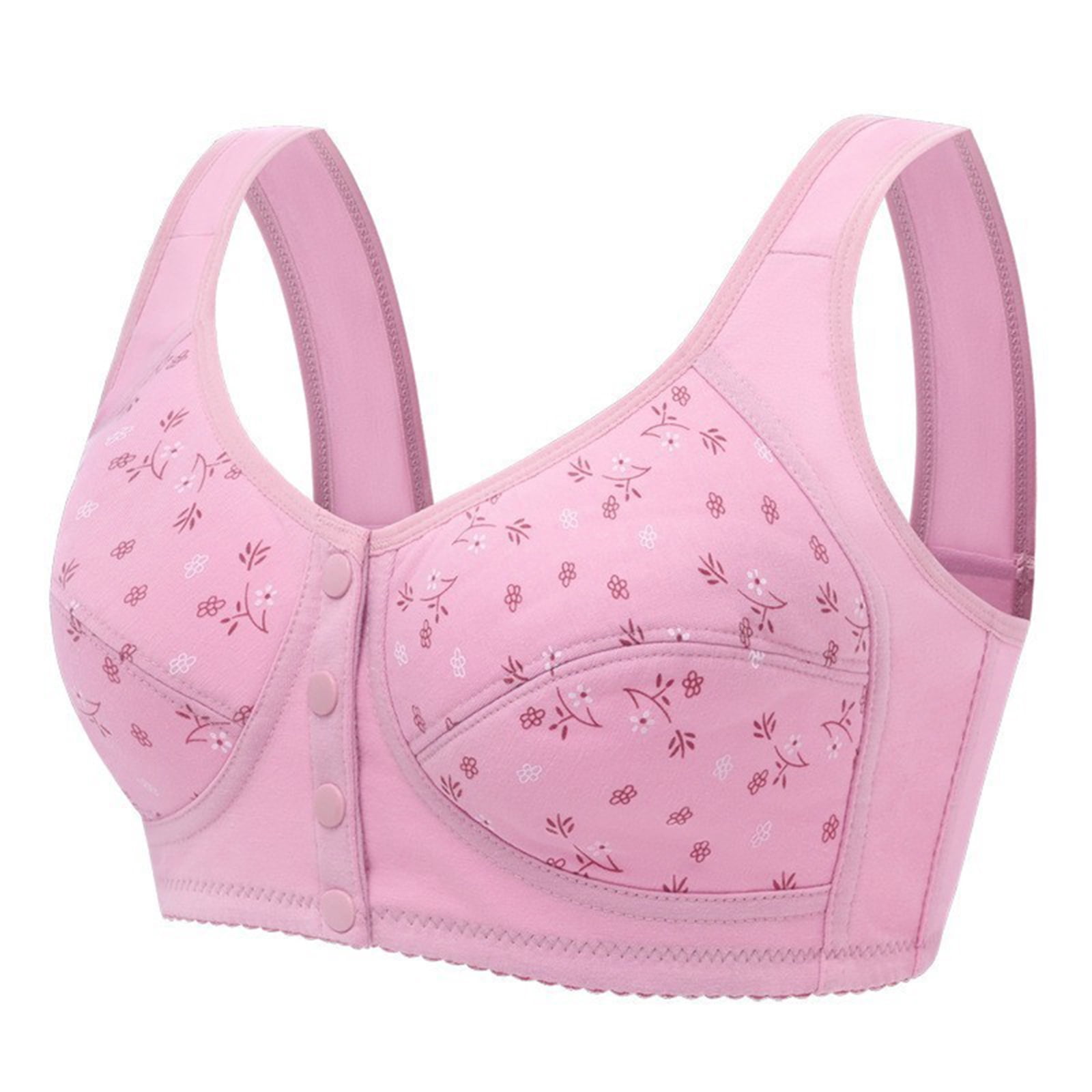 Comfortable Supportive Bra Women's Front Closure Floral Print Wireless ...