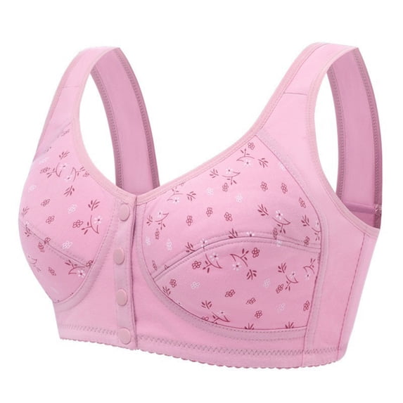 Comfortable Supportive Bra Women's Front Closure Floral Print Wireless ...
