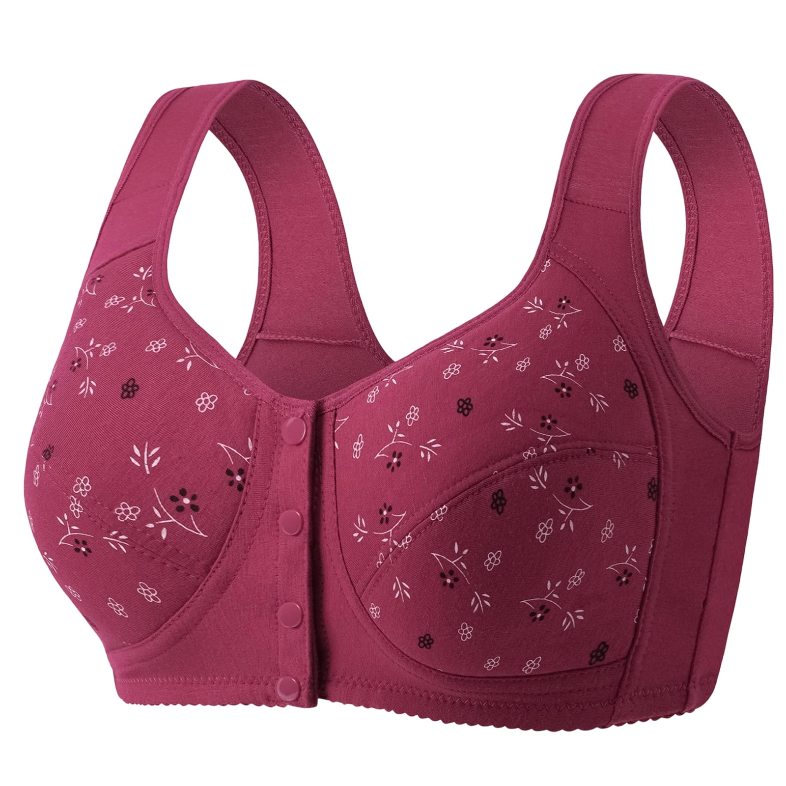 Comfortable Supportive Bra Women's Front Closure Floral Print Wireless ...