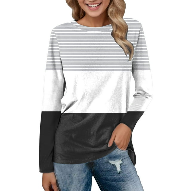 Comfortable T Shirts For Women Daily Tops Print Long Sleeve Comfortable ...