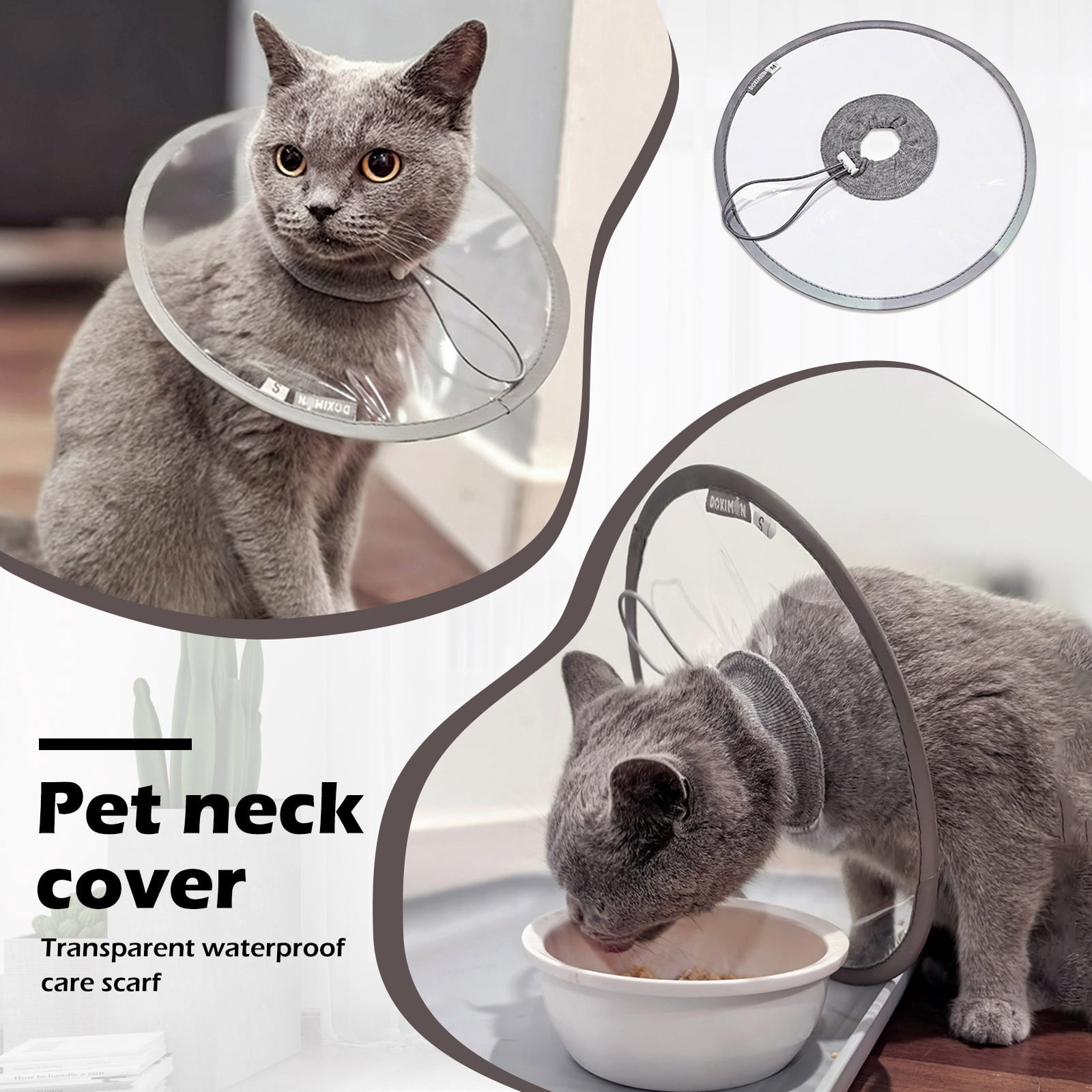 Comfortable Transparent Cat Recovery Cone, Lightweight Soft Elizabethan ...