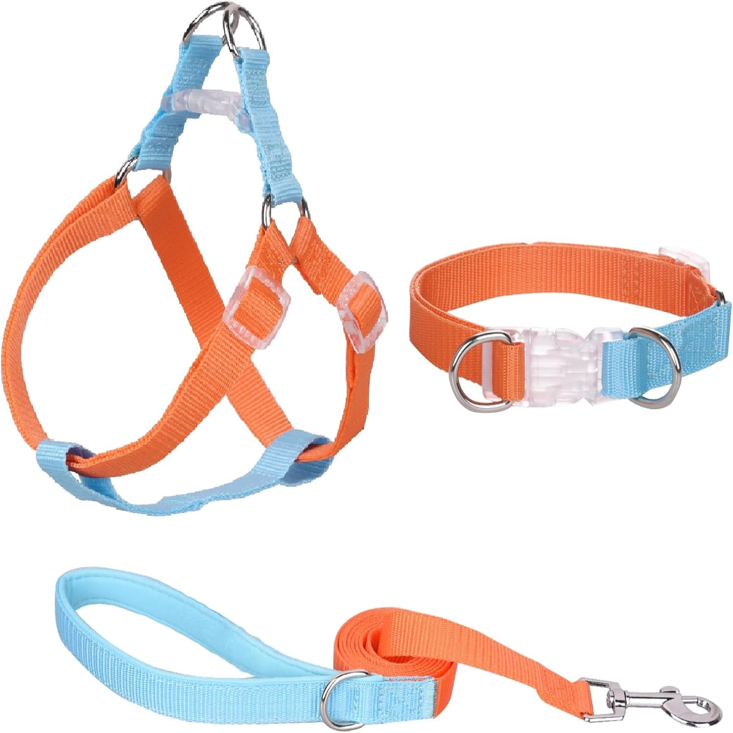 Comfortable Upgraded Adjustable No Pull Dog Harness Collar Leash Set ...