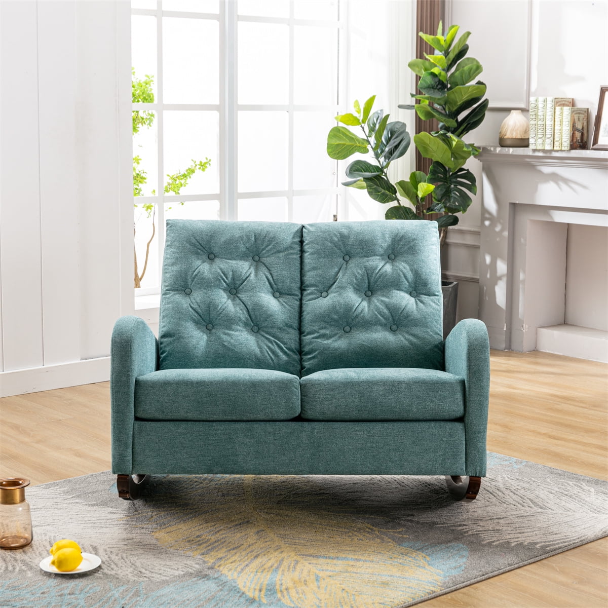 Comfortable Upholstered Rocking Sofa for Elderly and Adults, Modern ...