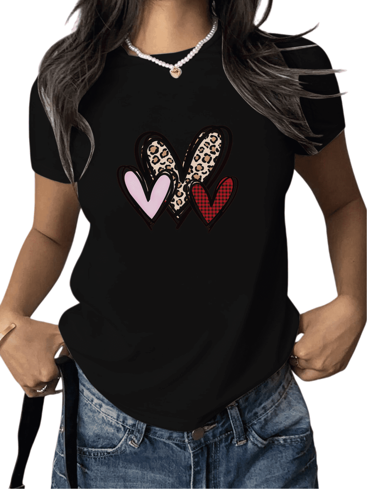 Comfortable Valentine Print Tshirt Graphic Tees 's Day Mixed Pattern ...