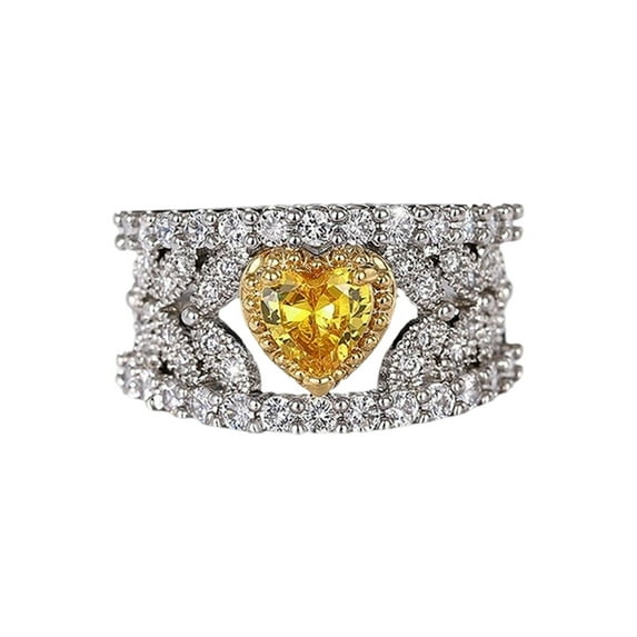 Comfortable Wear Heart Rings Hollow Pattern Copper Texture Fashion ...