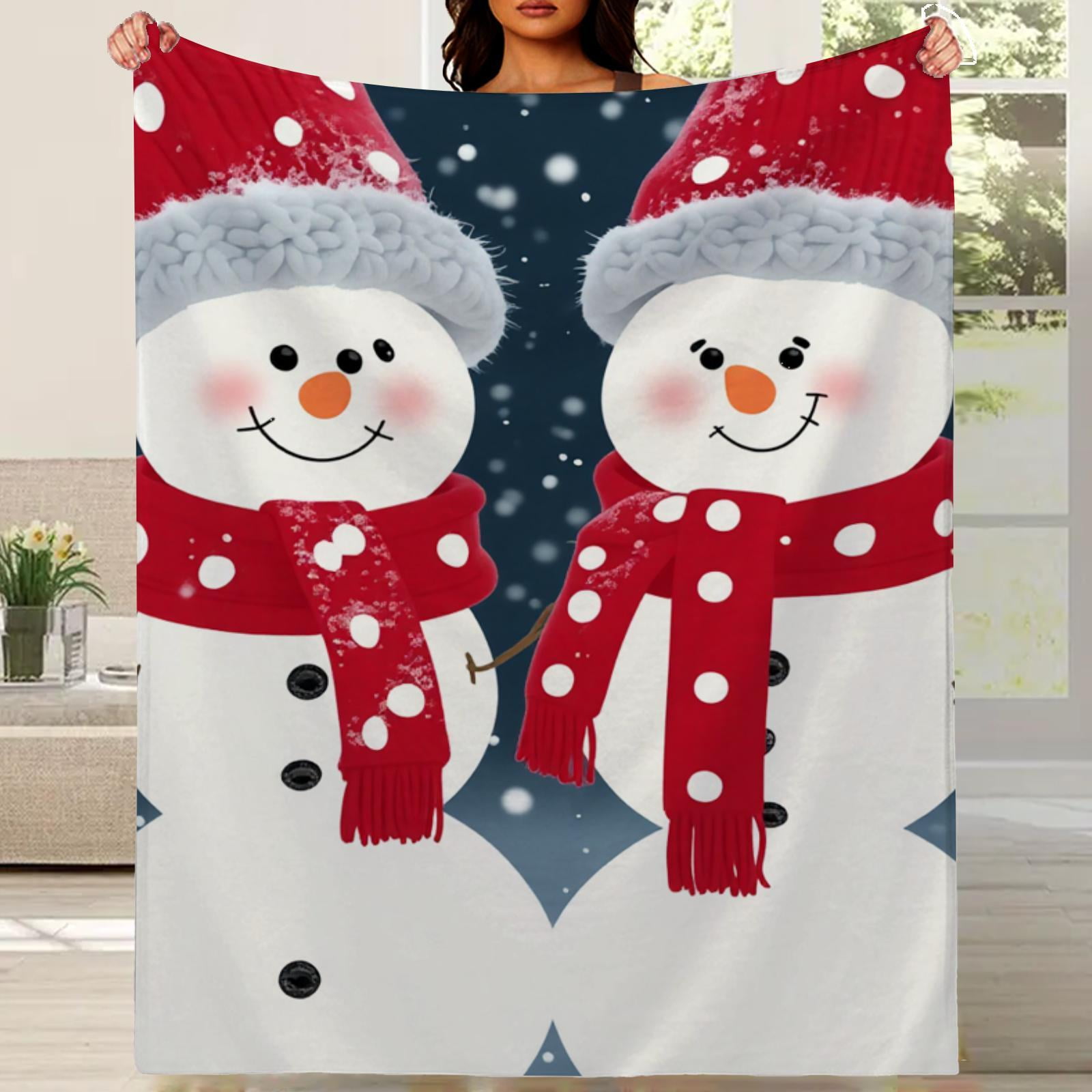 Comfortable Winter Snowman Snowflake Flannel Bedspread with Snowman ...