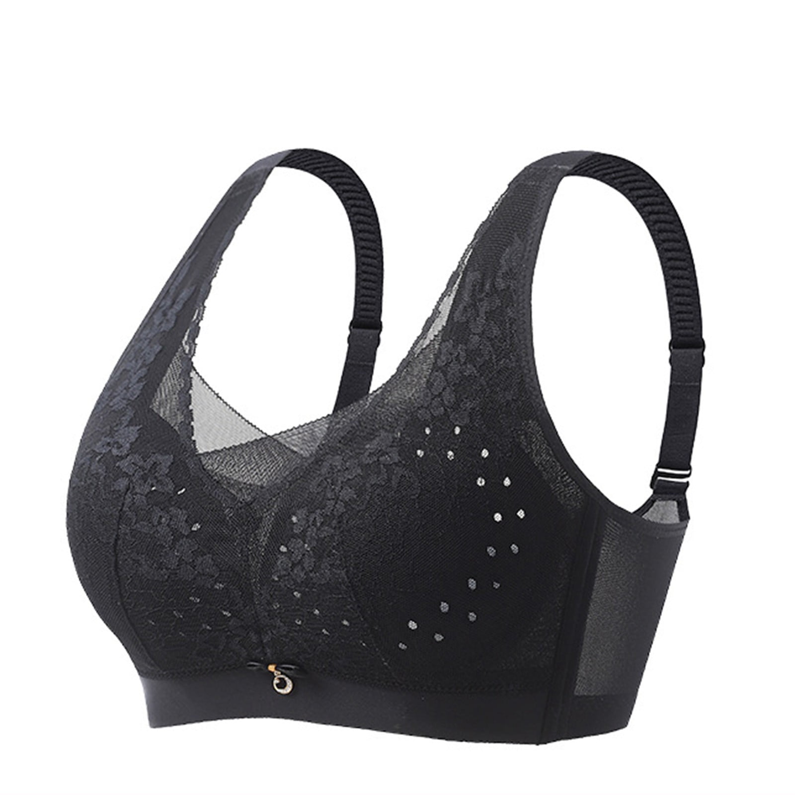 Comfortable Women's Lace Bra No Steel Ring Medium Thick Cup Breathable ...